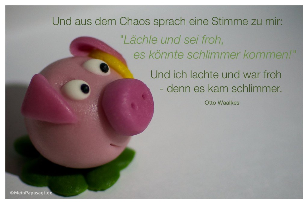 Und aus dem Chaos sprach eine Stimme zu mir: "Lächle und sei froh, es...