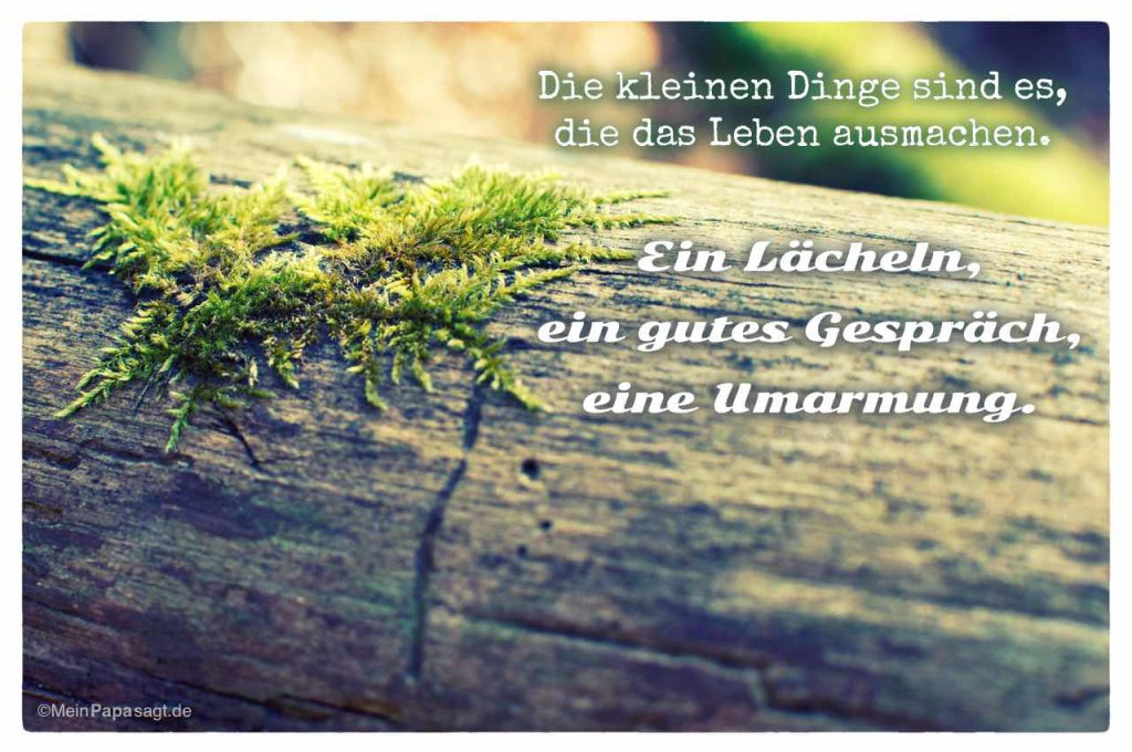 Die kleinen Dinge sind es, die das Leben ausmachen. Ein Lächeln, ein g...